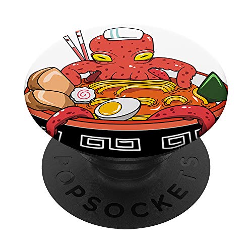 Kawaii Cute Anime Octopus Otaku Japanese Ramen White PopSockets PopGrip: Swappable Grip for Phones & Tablets
