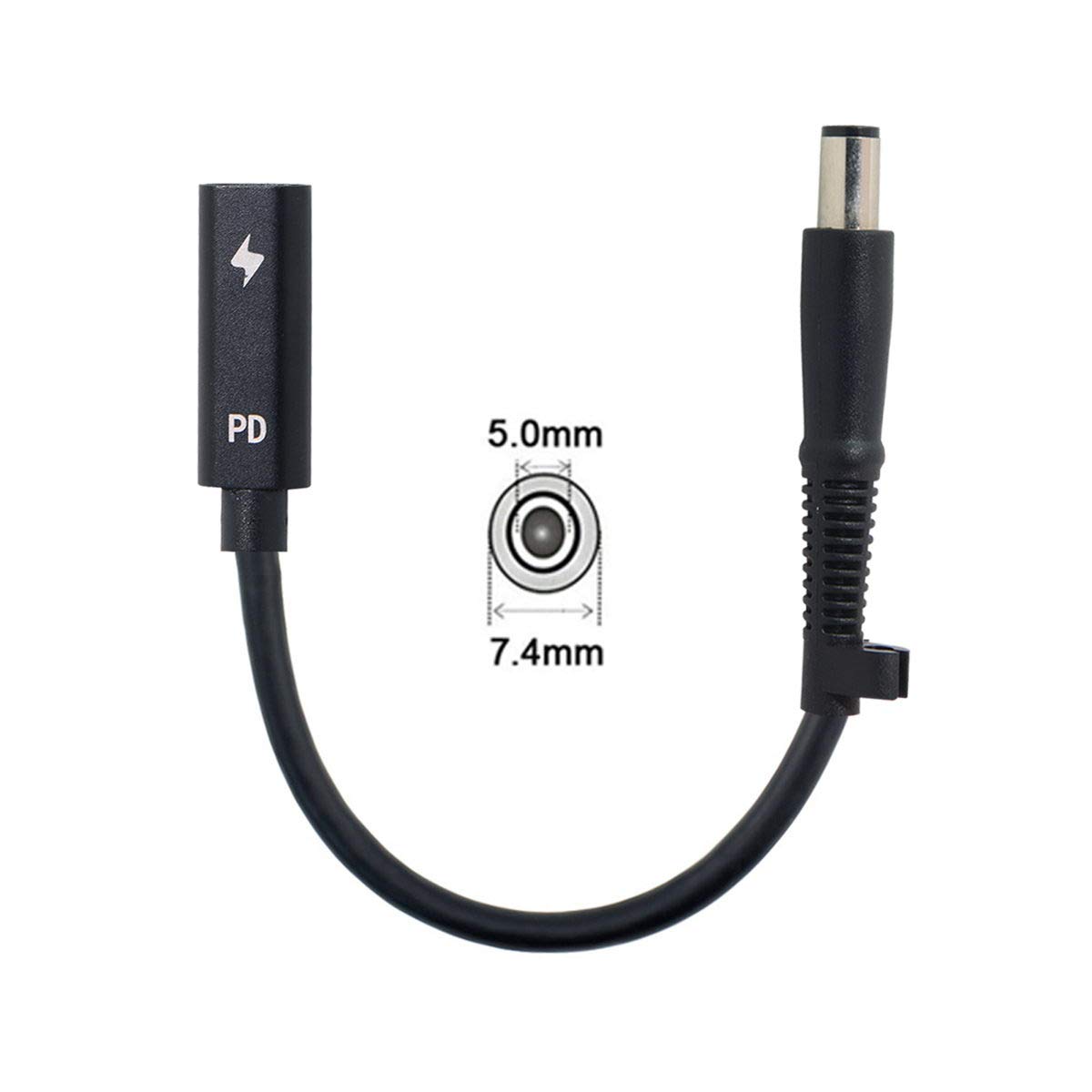 JSER Type C USB-C Female Input to DC Power PD Charge Cable fit for Laptop 18-20V (7.4x5.0mm)…