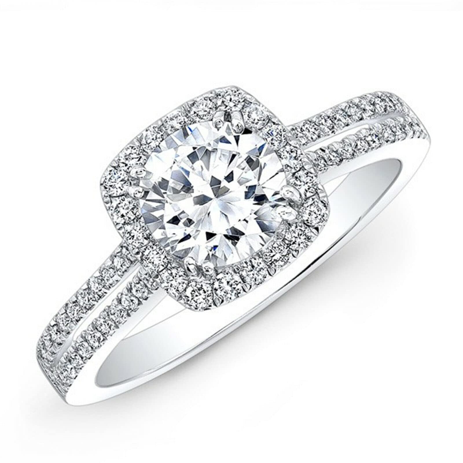 2.40 Ct Round Cut Diamond Engagement Wedding Women's Ring 14k White Gold Finish (13.5)