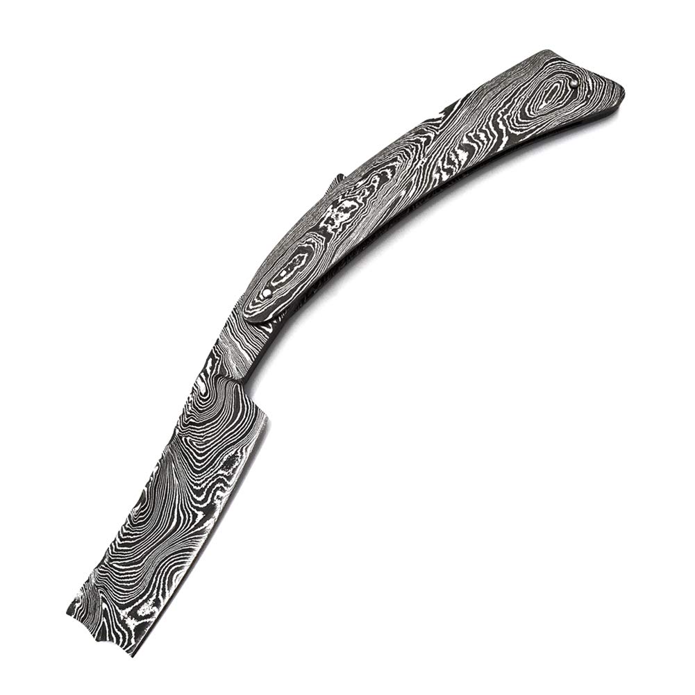 Hand Made Damascus Steel Straight Razor Folding Razor With Shaving Ready Classic Barber Blade Edge, Men Straight Razor, Leather Case + Strop, Close Shave, Great Gift R-25