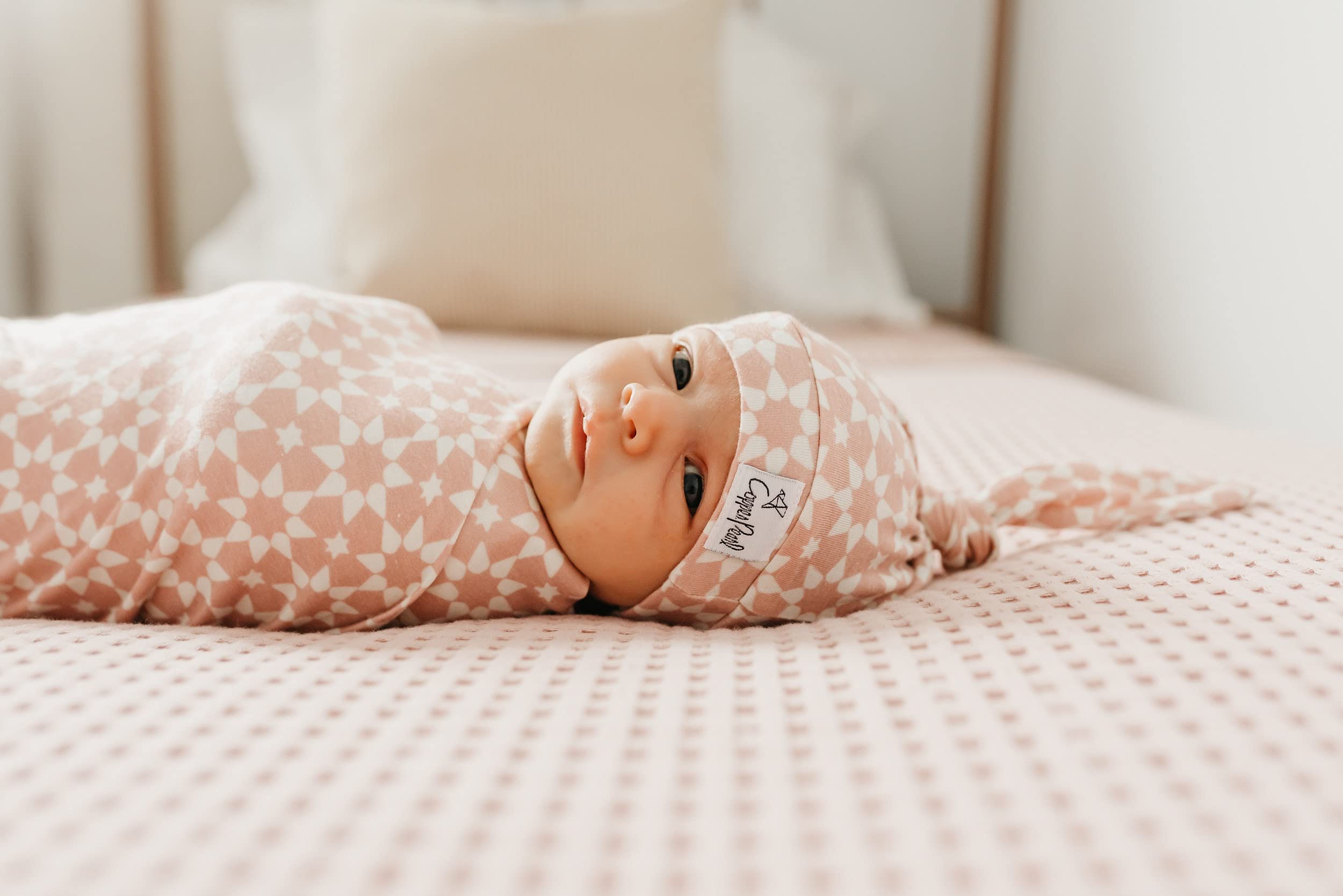 Large Premium Knit Baby Swaddle Receiving Blanket "Star" by Copper Pearl