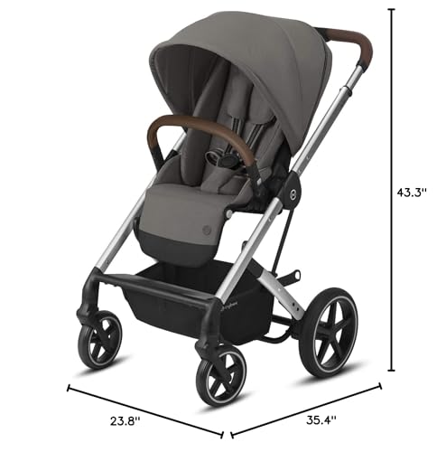 Cybex Balios S Lux Toddler and Baby Stroller with Reversible Seat, Unique One-Pull Harness, and Multiple Recline - Travel System Ready, with One Hand Fold, Soho Gray