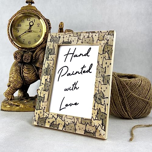 AEVVV Natural Wood 4x6 Inch Picture Frame for Cat Lovers - Kitten Themed Picture Frame - Cat Lovers Gifts - Photo Frames for Wall and Desktop Display, Vertical Portrait
