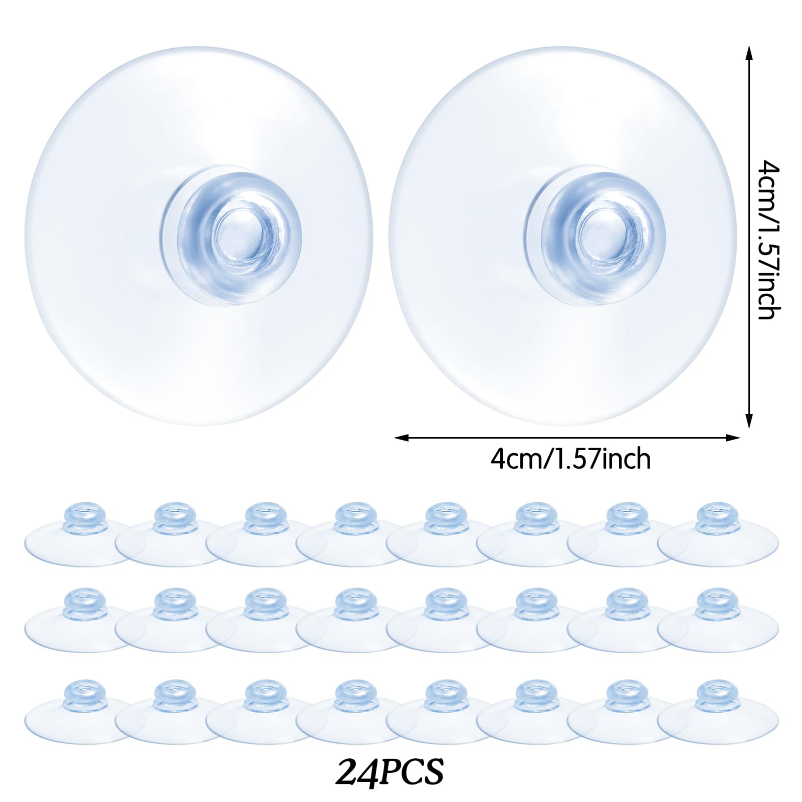 24Pcs Small Suction Cups,Glass Suction Cups 1.6Inch Clear PVC Rubber Window Suction Cups without Hooks,for Home Kitchen and Bathroom Windows Glass Doors