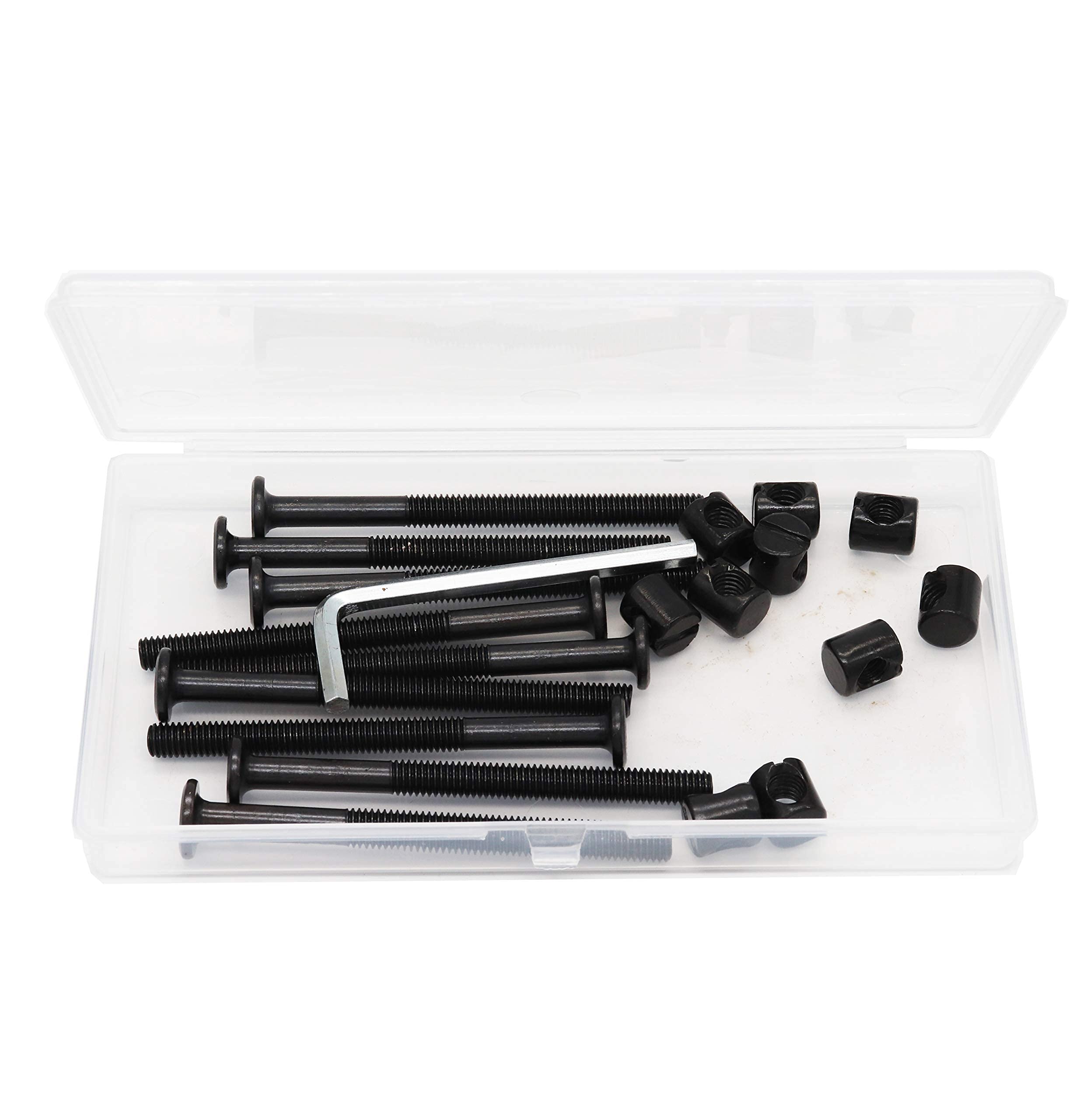 cSeao 10-Pack M6 70mm Black Socket Cap Screws Barrel Nuts Set for Furniture Crib Chairs Baby Bed