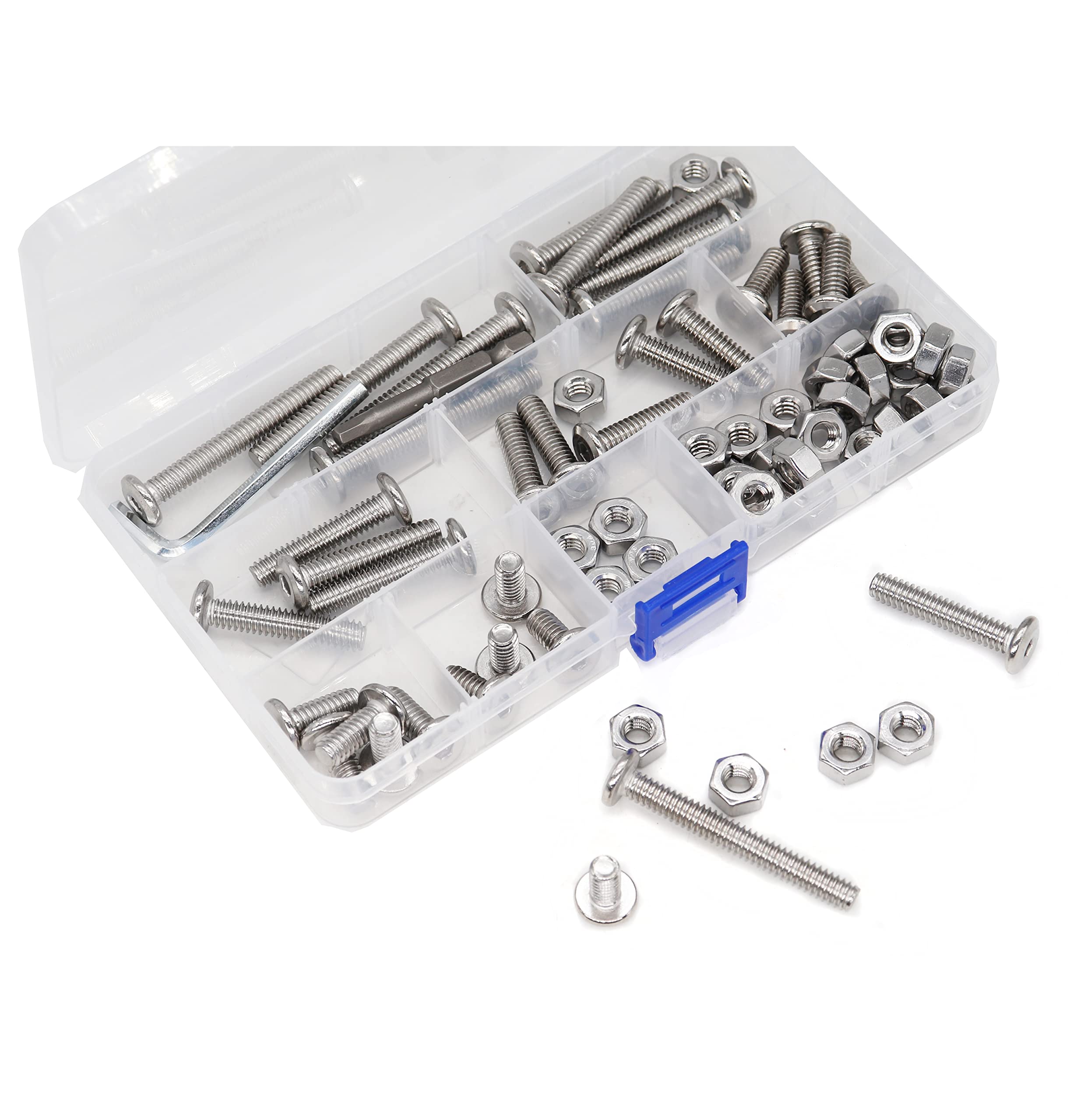 cSeao 70pcs 1/4"-20 Furniture Joint Connecting Bolts 1/4"-20 Hex Nuts for Chair Table,1/2", 5/8", 3/4", 1", 1-1/4", 1-1/2", 2", 304 Stainless Steel