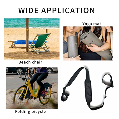 2 Packs Carry Strap for Beach Chair, Adjustable Beach Chair Carry Strap, Folding Chair Carry Strap with Non Slip Shoulder for Scooter, Foldable Bikes, Yoga Mat and Beach Chair