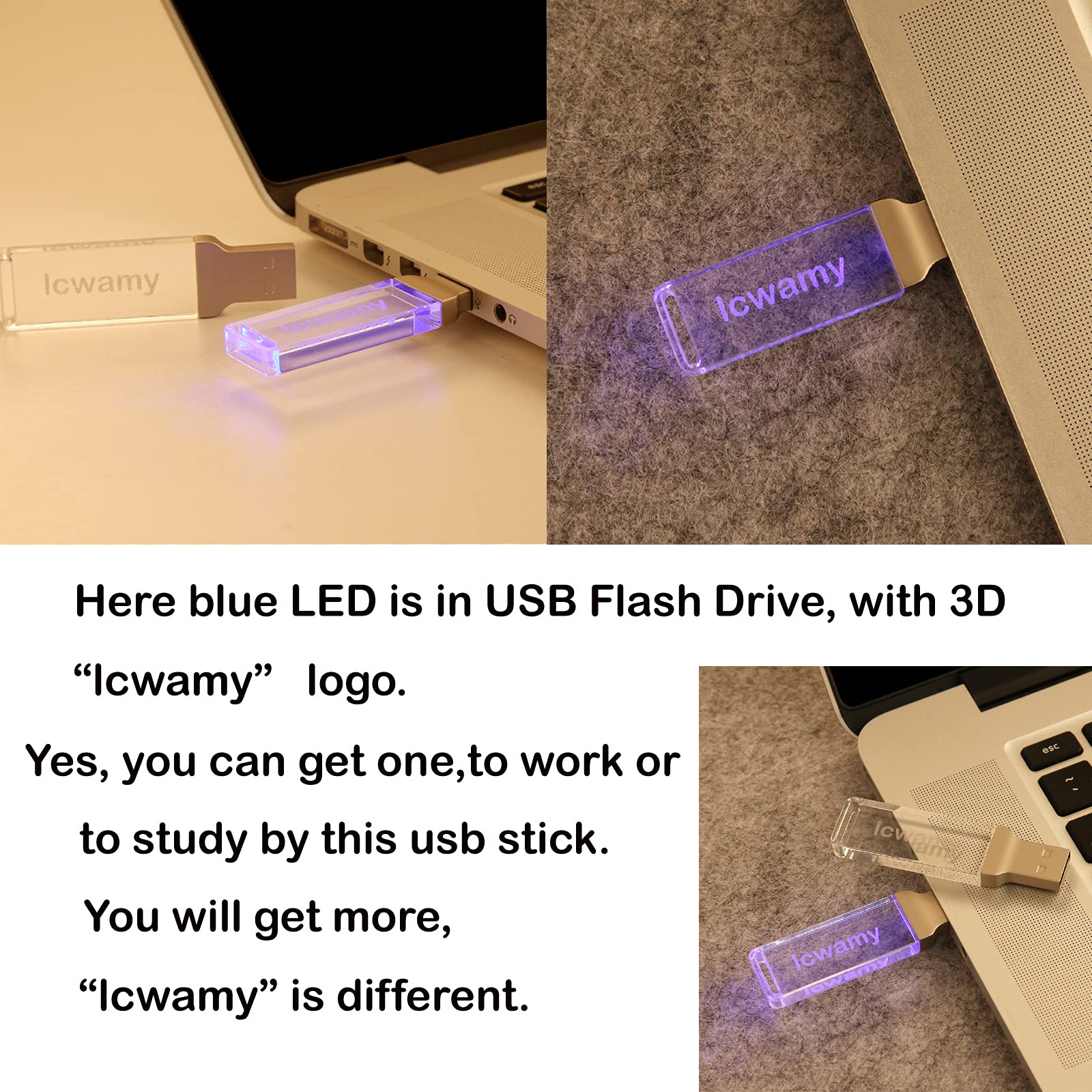 lcwamy USB 64GB USB Stick 64GB USB Drive 64GB Flash Drives USB Flash Drives 64GB USB Flash USB Drives 64GB LED External Hard Drive Memory Stick Wedding Flash Drive with Gift Box USB307