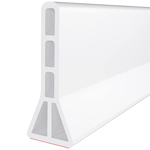 3" High Shower Threshold Water Dam 39 IN Collapsible Shower Water Splash Guard for Curbless Shower Threshold Barrier Water Stopper for Wet and Dry Separation Bathroom and Kitchen (White)