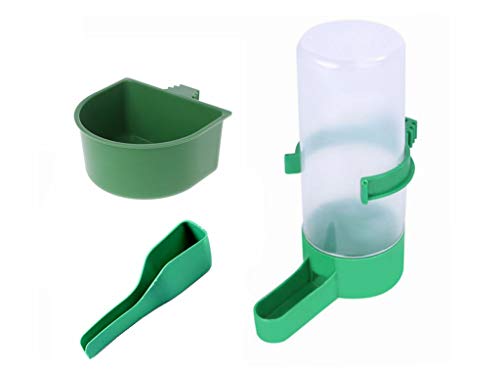 Small Bird Feeder Bird Water Dispenser for Cage, Plastic Bird Water Feeder and Food Feeding Cup Set for Parrots Parakeet Finch