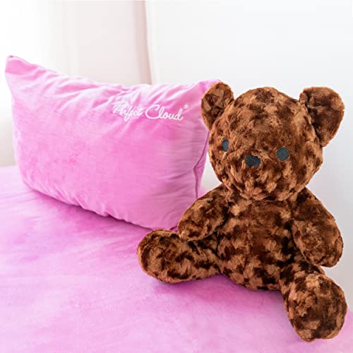 Perfect Cloud Made in The USA Kids Plush 7-inch Memory Foam Twin Mattress, Shredded Foam Pillow, and Teddy Bear for Day/Trundle/Bunk Bed - (Pink)