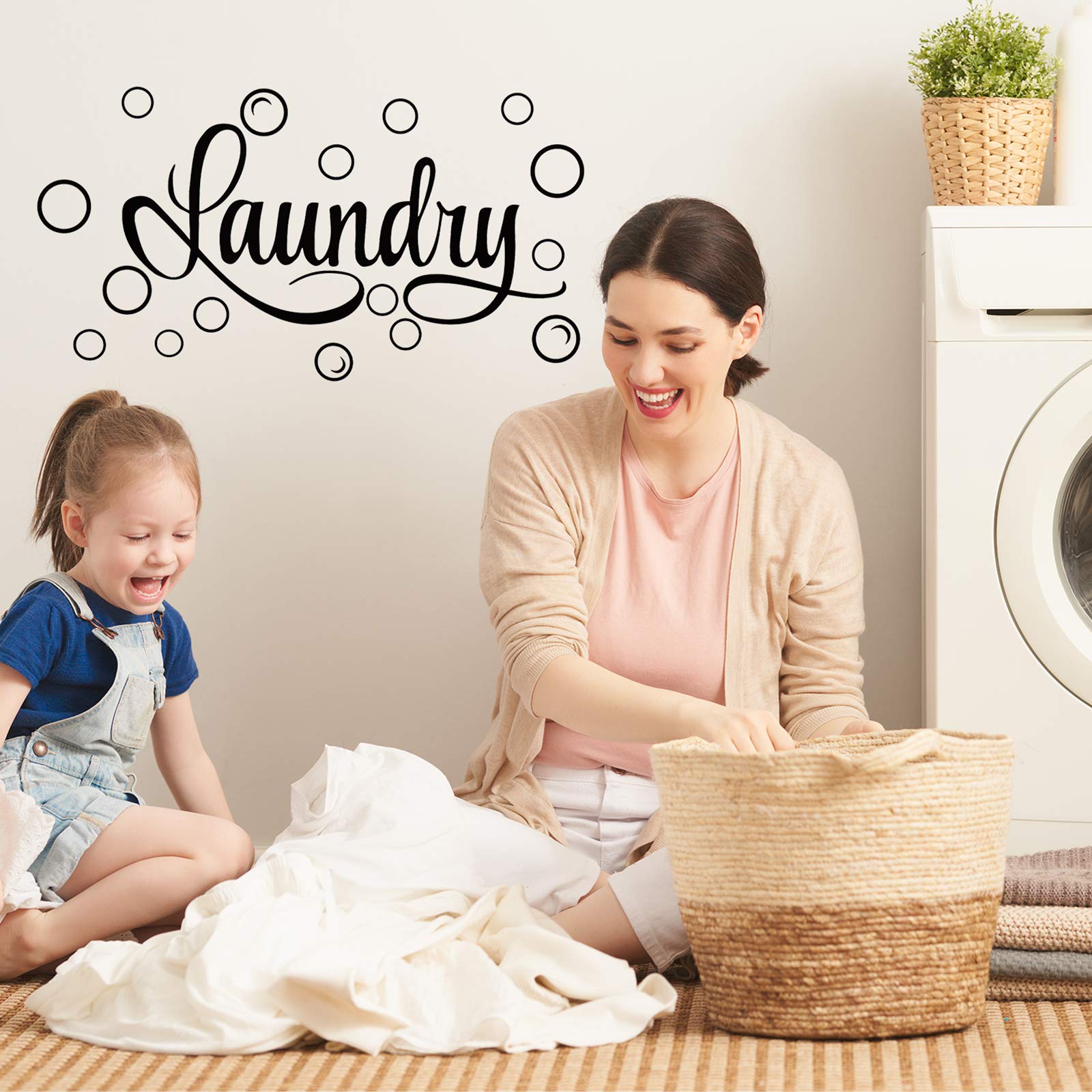 Laundry Room Vinyl Wall Decal Washer Dryer Decals Stickers Laundry Room Decal Quote Bubble Sticker Laundry Today Naked Tomorrow Vinyl Decal Laundry Art Signs Wall Quote Sticker (Black)