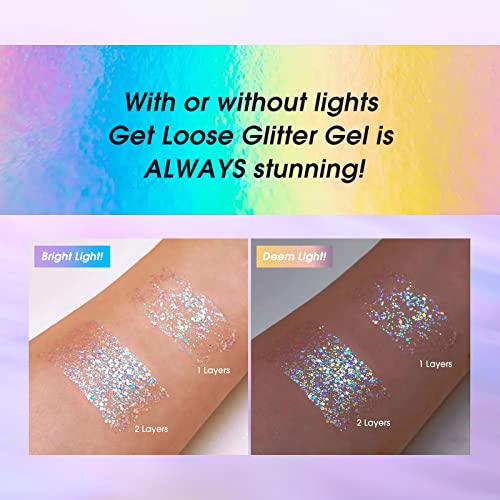 Body Glitter Gel, Quick-Drying & Self-Adhesive Face Glitter, Rave, Concert Glitter Makeup, Holographic Eye,Lip,Hair Glitter, Sparkle Accessories, Cosmetic Grade Sequins(#02 Stardust Pink)