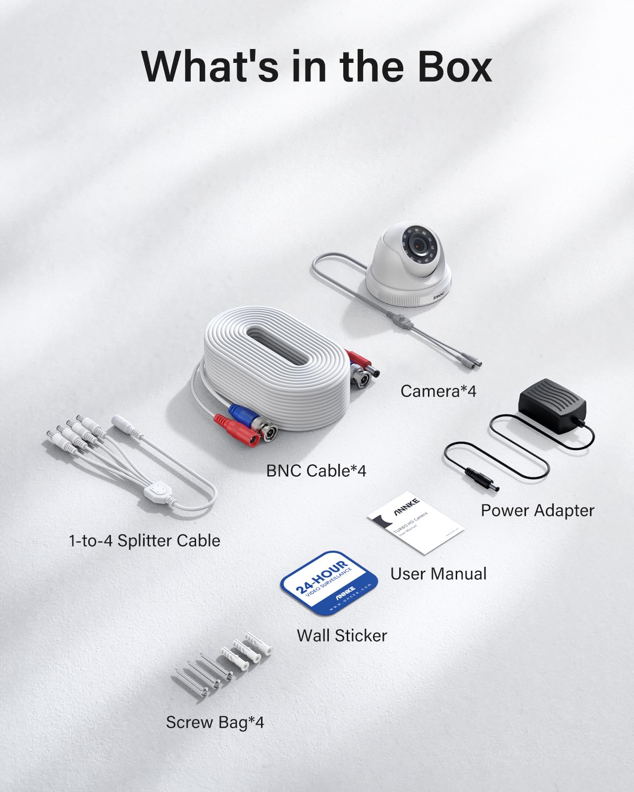 ANNKE Y200 CCTV Camera White 1080P HD TVI Add-on Surveillance Security Dome Camera, IP66 Outdoor Weatherproof Camera with IR Night Vision