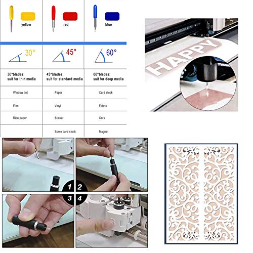 50Pcs Replacement Cutting Blades for Cricut Explore Air/Air 2/Air 3/Maker/Maker 3, Include 10Pcs Fine Point Blades, 20Pcs Standard Blades, 20Pcs Deep Point Blades Vinyl Cricut Replacement Blades