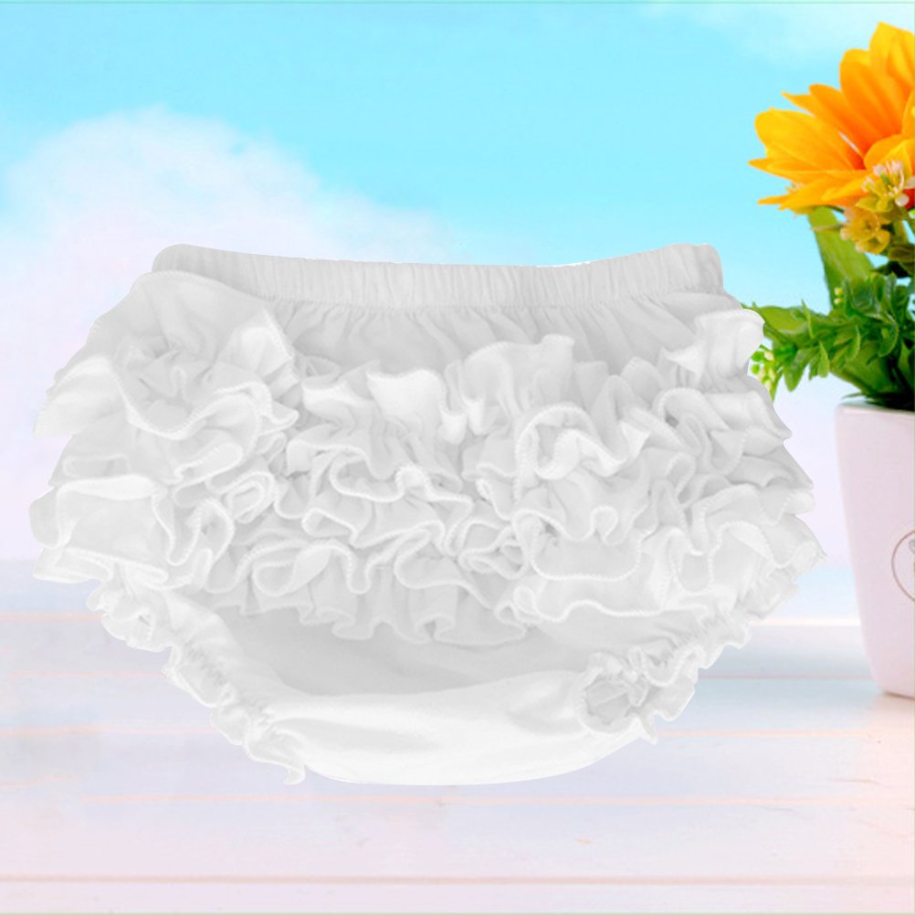 Baby Girl Ruffle Lace Pure Cotton Panties Diaper Cover for Halloween Christmas Party Size L(White)