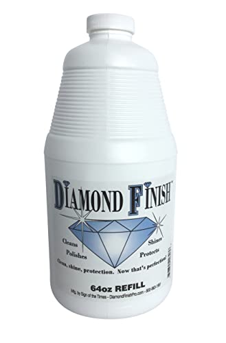 Diamond Finish 64oz Refill Multi Surface Nano Cleaner Polish Protector for Vehicles, Home, Boats; Removes Dead Bug-Residue, Tar, Bird Poop, Brake Dust, Tree Sap, Grease, Fingerprints - while it Shines