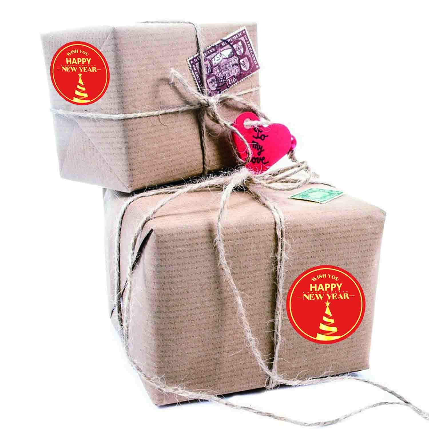 Happy New Year Stickers for Package Seals,Stickers for Cards Envelopes Package Boxes,1.5 Inch 500 Pcs