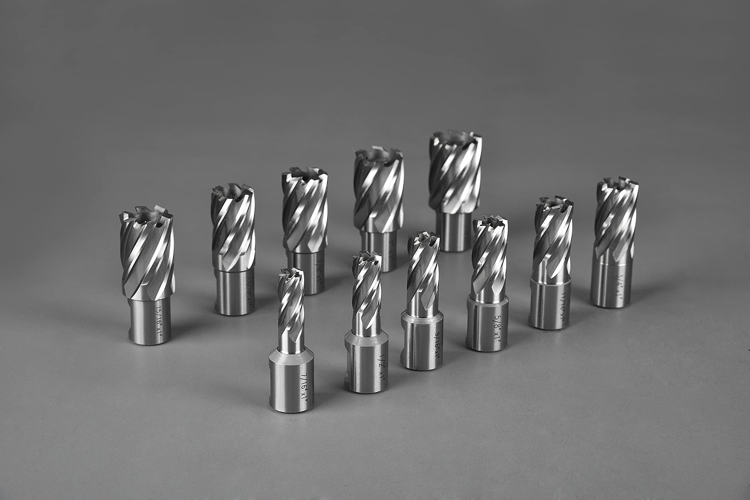 Annular Cutter Set 13 pcs JESTUOUS 3/4 Inch Weldon Shank 1 Cutting Depth and Cutting Diameter from 7/16 to 1-1/16 for Mag Drill Press HSS Standard Kit Two Flat with 2 Pilot Pins