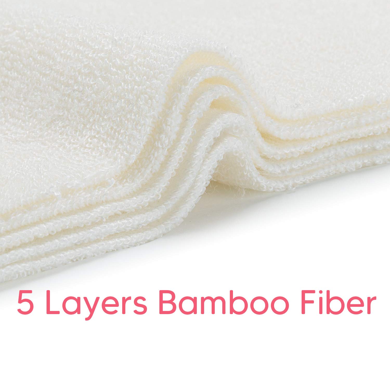 Damero 5-Layer Reusable Diapers Baby Inserts, 12PCS Cloth Diaper Inserts with an Extra Storage Bag