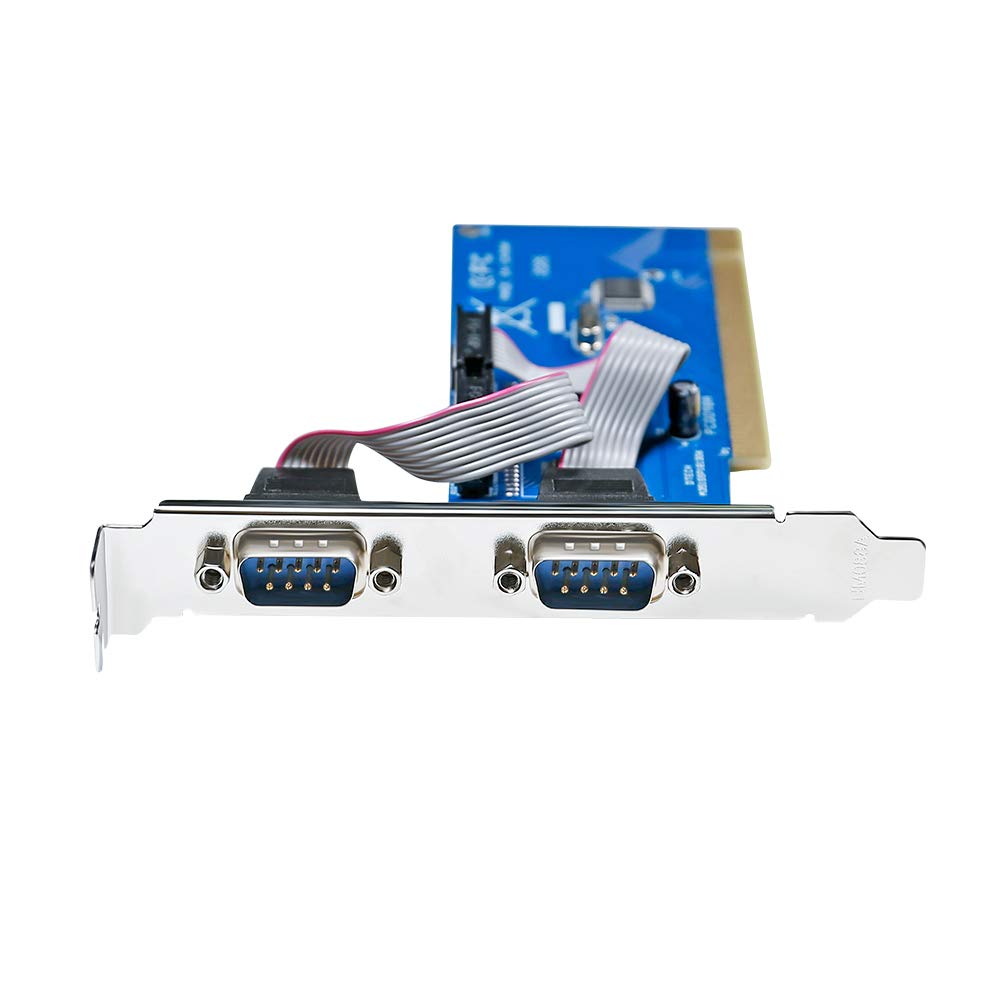 DTECH 2 Port PCI Serial Card PCI to COM Port DB9 RS232 Expansion Adapter for Desktop Computer PC Windows 10 8 7 XP Vista with 16C550 UART