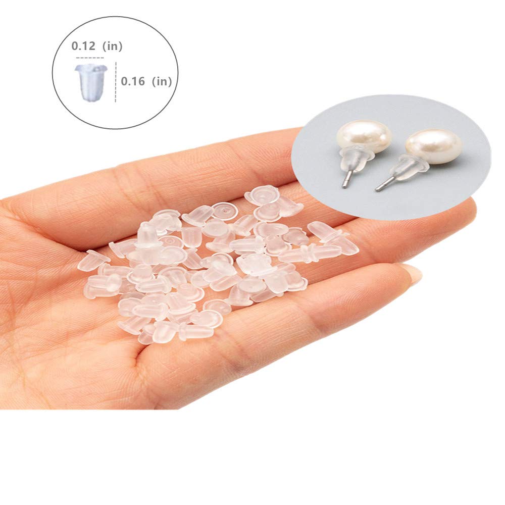 220Pcs Earring Backs Replacements, Upgrade Rubber Earring Backing Droopy Ears, Compact Clear Ear Safety Back Pads for Fish Hook Wire Earrings DIY Making- for Women or Baby