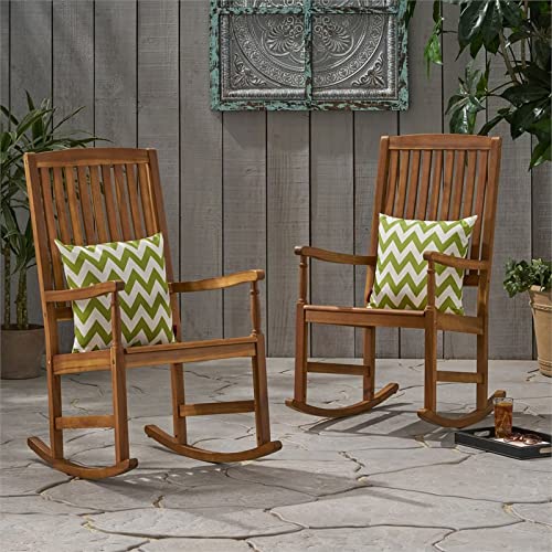 Afuera Living Outdoor Acacia Wood Rocking Chairs (Set of 2) Teak