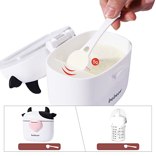 Bebamour Baby Formula Dispenser Portable Travel Milk Powder Formula Container Candy Fruit Snack Storage Container with Scoop and Leveller, BPA Free (Black)