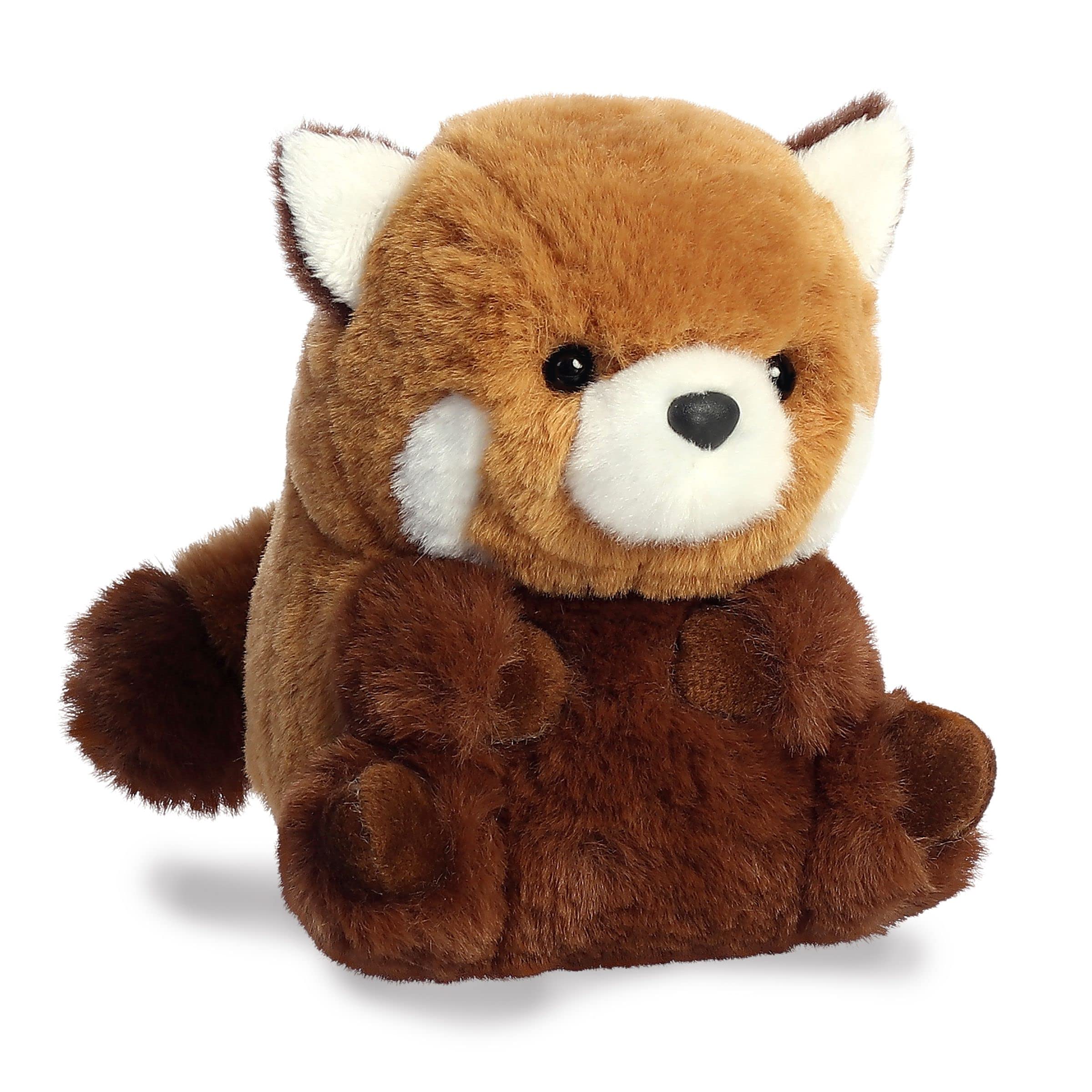 Aurora® Round Rolly Pet™ AKI Red Panda™ Stuffed Animal - Adorable Companions - On-The-Go Fun - Brown 5 Inches