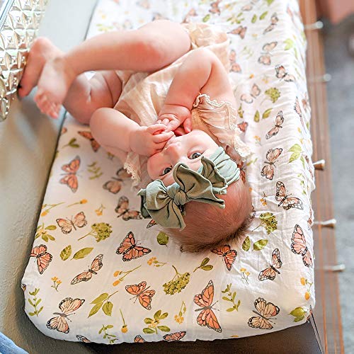Bebe au Lait Butterfly Bamboo Blend Changing Pad Cover, Peach, One Size (CPBBBF)