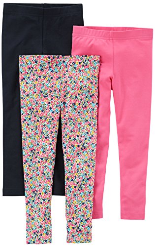 Carter's baby girls 3-pack Leggings Pants, Black/Floral/Pink, 12 Months US