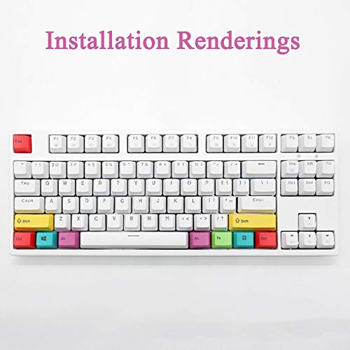 lelukee Colorful Keycaps,10pcs DIY PTB Keycaps Set with Keycap Puller,PBT Material Keycap,Sublimation Process Keycap,OEM Profile Keycaps,Custom Keycaps Compatible with Mechanical Gaming Keyboard