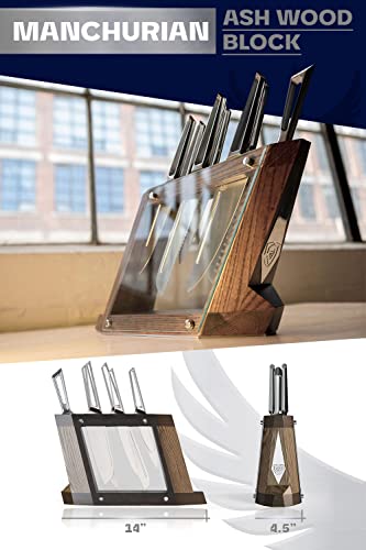 Dalstrong Knife Block Set - 8 Piece - Crusader Series - Forged High-Carbon German Stainless Steel - Manchurian Ash Wood Block Stand - Professional Kitchen Set - Knife Set - NSF Certified