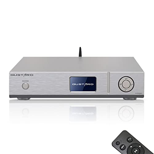 Gustard X26 Pro Full-Balanced MQA DAC Dual ES9038PRO K2 Clock Synthesizer LDAC USB/Coaxial/Optical/Bluetooth/IIS XMOS XU216 DSD512 768KHz Decoder HiFi Digital Class A DAC with Remote (Silver)