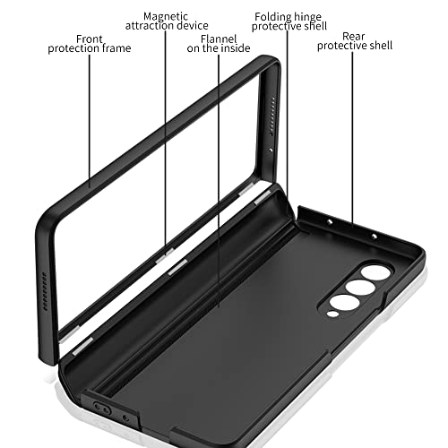 BAILI Samsung Z Fold 3 Case, Z Fold 3 Case Light Luxury Business Style, Hinged Folding All-Inclusive Shell Galaxy Z Fold 3 Phone Cover for Samsung Galaxy Z Fold 3 5G 2021, Carbon Fiber Texture