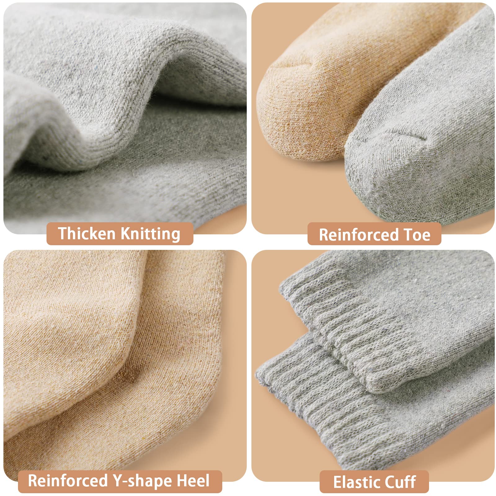 3 Pairs Wool Socks - Wool Socks for Women Men Thick Warm Socks Boot Socks Hiking Calf Socks Soft Winter Socks Long Cozy Socks