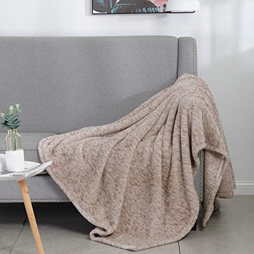SOCHOW Melange Sherpa Throw Blanket, All Seasons 300GSM Lightweight Fuzzy Warm Super Soft Plush Fleece Blanket for Bed, Sofa and Couch, 60 x 80 inches, Camel