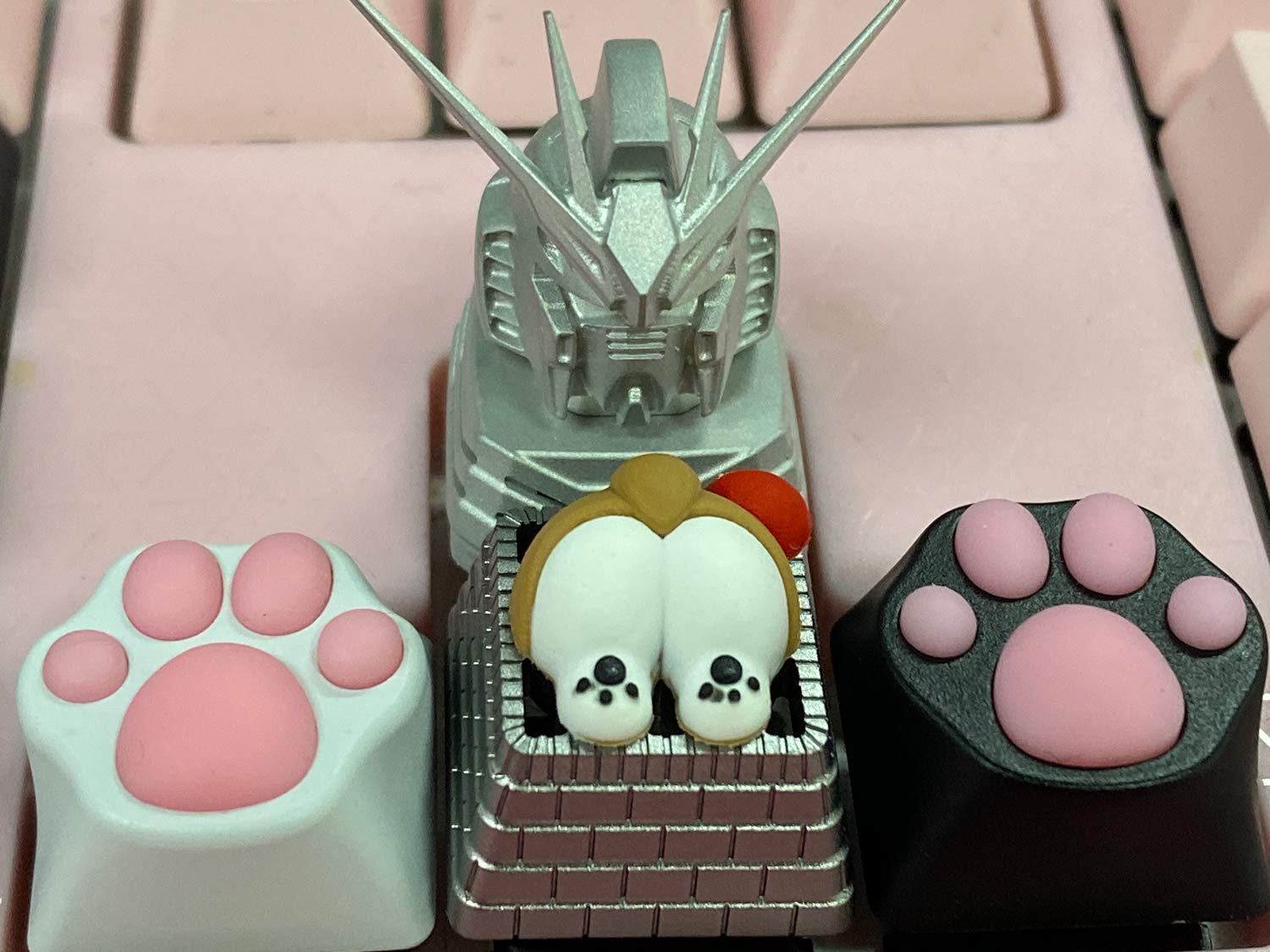 Custom Gaming Keycaps Machinery Keyboard keycaps Cat paw Shape ABS Base for ESC Key, Cat Claw for Cute Keyboard (Black/Pink)