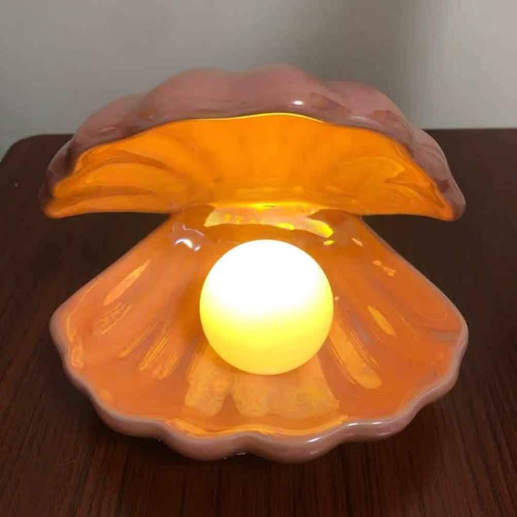 Shell Pearl Light LED in Shell Light Clamshell Pearl Lamp Tabletop Decorations for Home
