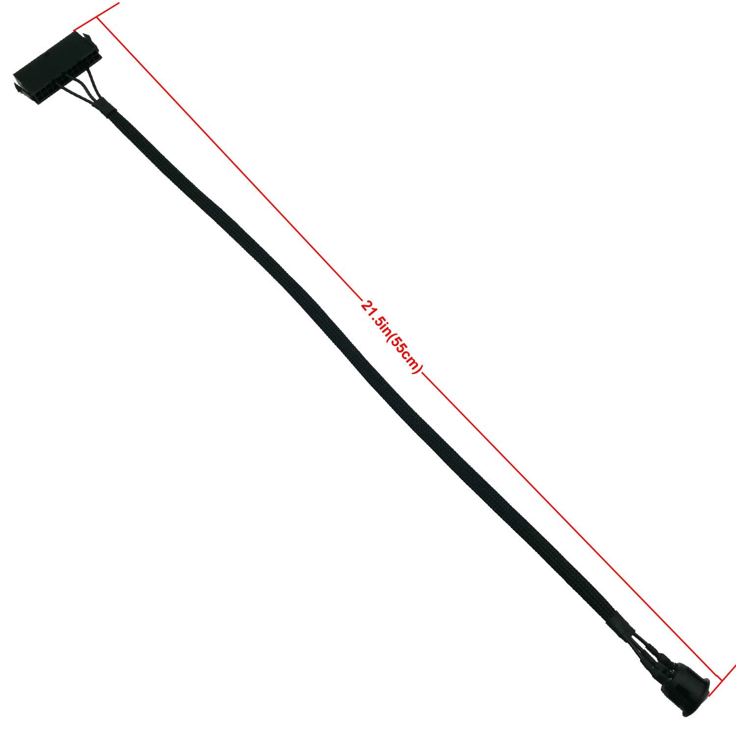 COMeap ATX Power Jumper Cable, 24 Pin ATX Red LED Power On/Off Switch Bridge Adapter Braided 21.5-inch(55cm)