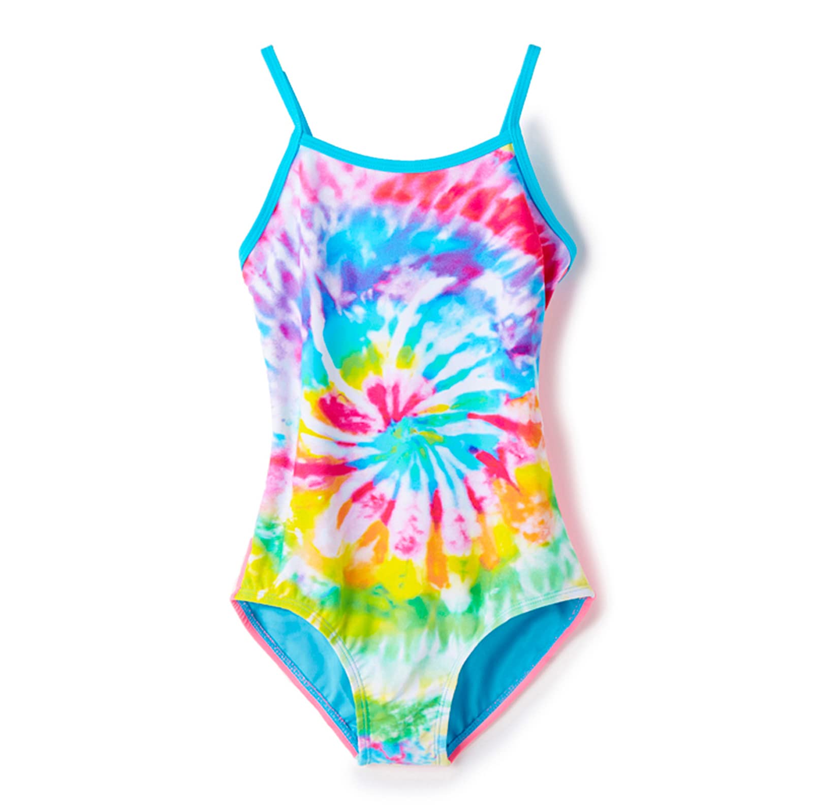 Girls Swimsuit Color Printed Backless Shoulder Swimwear One Piece Swimsuit Sport Set Swimwear for Girls 6-14Years (Multicoloured, M)