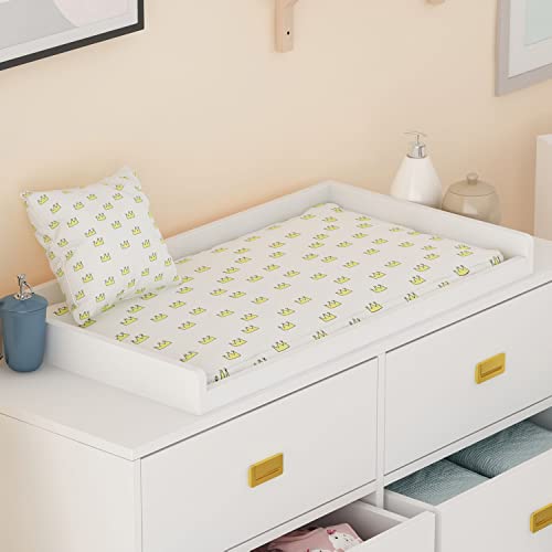 DiDuGo Nursery Dresser Changing Table Dresser with 6 Drawers, Gold Metal Handles, for Nursery Room White (45.1" W x 18.9" D x 32.9" H)