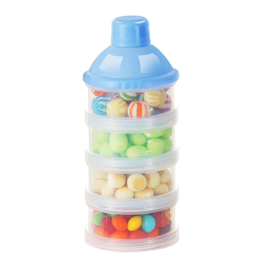 Accmor Formula Dispenser On The Go, 4 Compartments Stackable Formula Container for Travel, Baby Milk Powder Kids Snack Container, BPA Free 