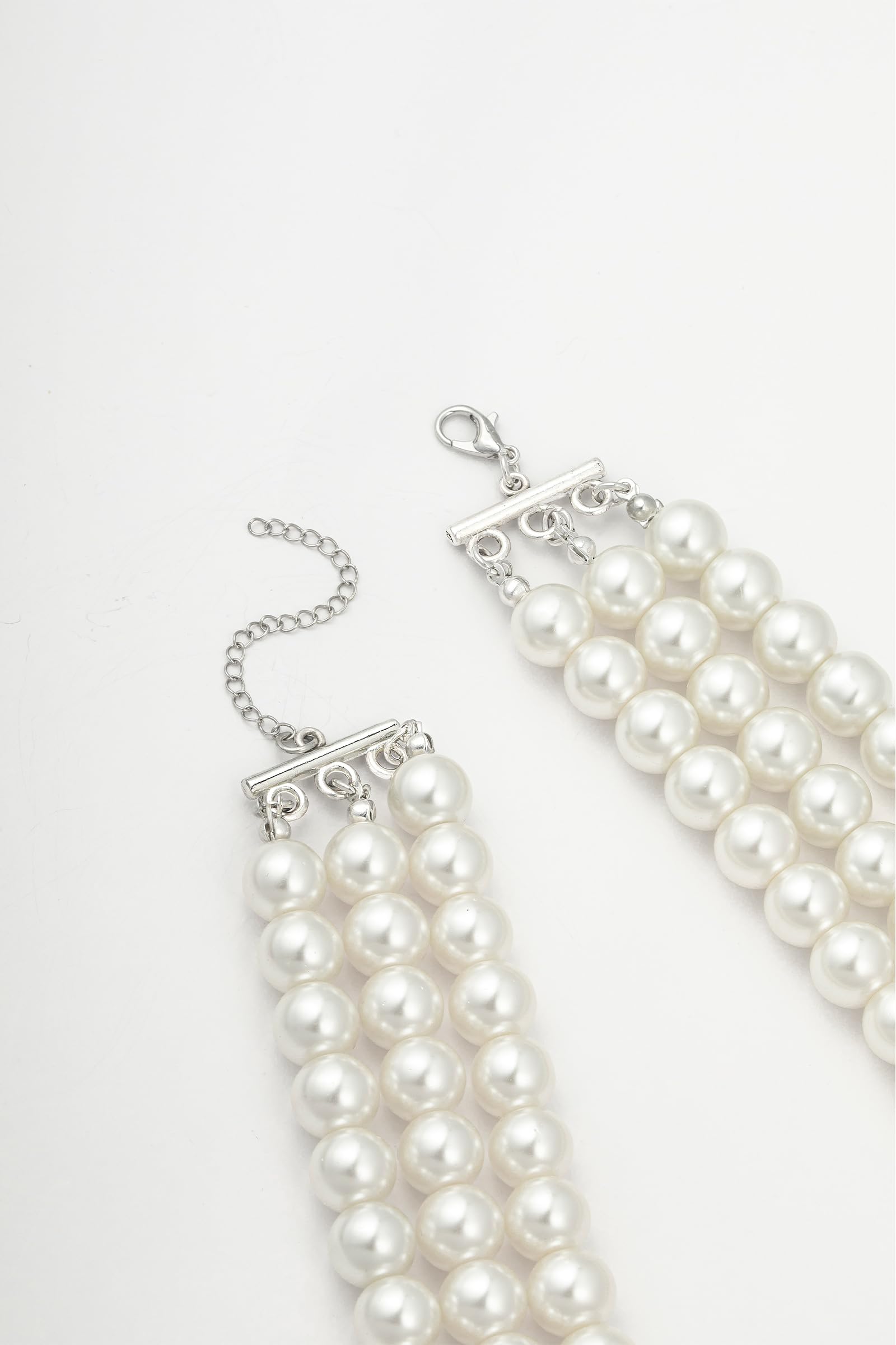 BABEYOND Round Imitation Pearl Necklace Vintage Multi Strands Choker Necklace 20s Flapper Necklace for Party (Style2)