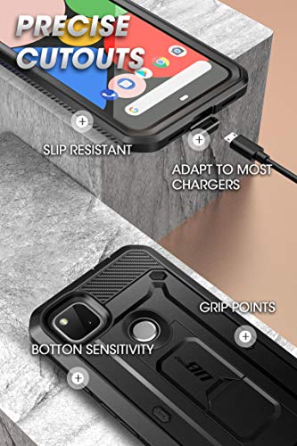 SUPCASE Unicorn Beetle Pro Series Case for Google Pixel 4A (2020 Release), Full-Body Rugged Holster Case with Built-in Screen Protector (Black)