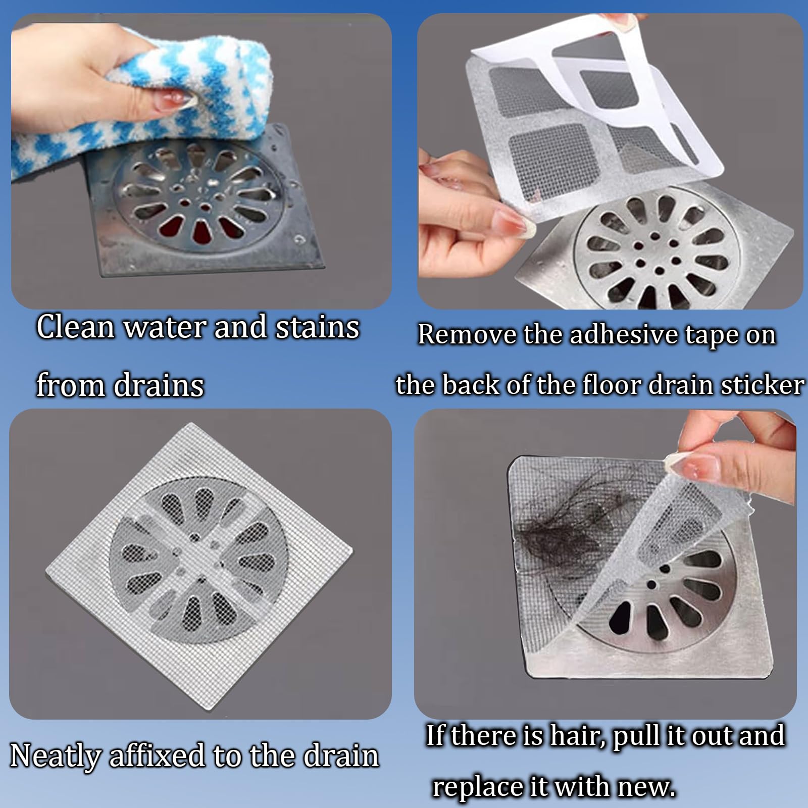 25PCS Shower Drain Hair Catcher, Bath Shower Drain Screen, Shower Drain Mesh Stickers, Disposable Mesh Sticker Catcher for Bathroom, Kitchen, Sink Sewer for Human and pet Hair
