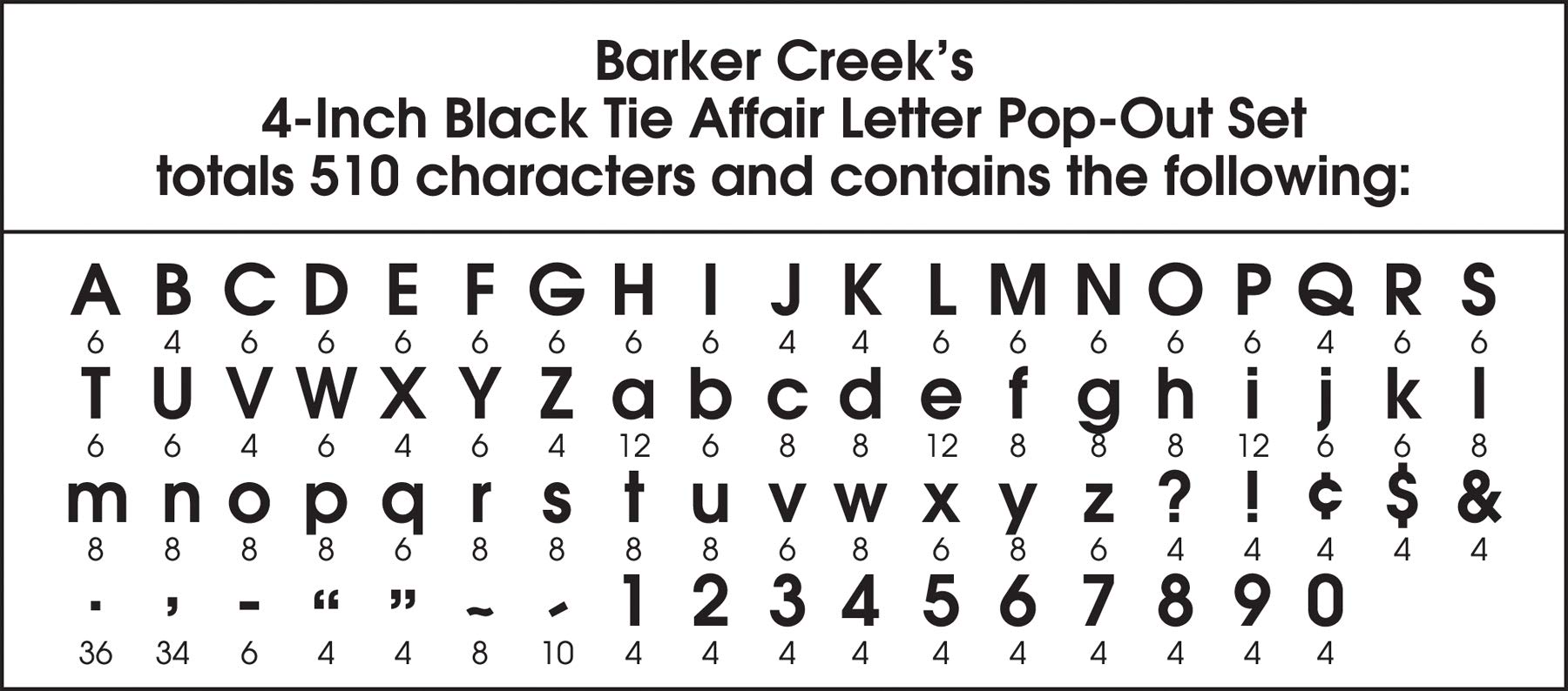 BARKER CREEK 4" Letter Pop-Outs 2 Pack, Black Tie Affair, Jazz Up Your Bulletin Boards with These Colorful Letters, 510 Upper and Lowercase Letters, Numbers & Punctuation Marks, 4" (3637)