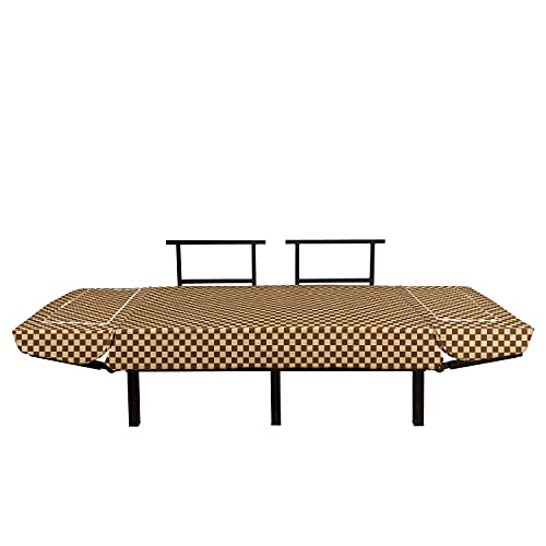 Ambesonne Checkered Futon Couch, Empty Checkerboard Wooden Seem Mosaic Texture Image Chess Game Hobby Theme, Daybed with Metal Frame Upholstered Sofa for Living Dorm, Loveseat, Brown Pale Brown