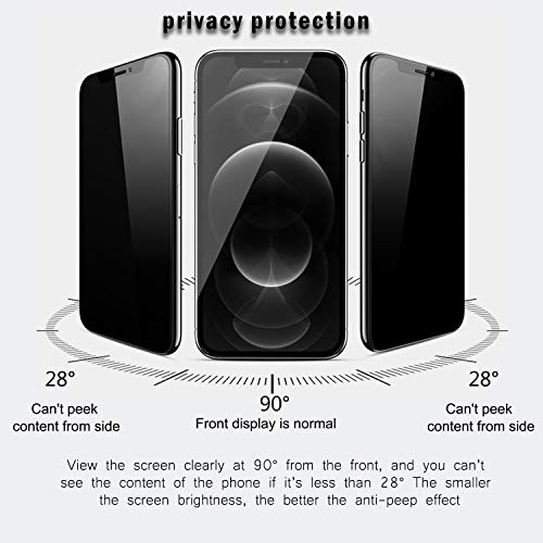 QHOHQ 2 Pack Privacy Screen Protector for iPhone 12 Pro 6.1" with 2 Packs Camera Lens Protector,Full Screen Tempered Glass Film,9H Hardness Anti-Shatter, Anti Spy, Touch Sensitive - Case Friendly