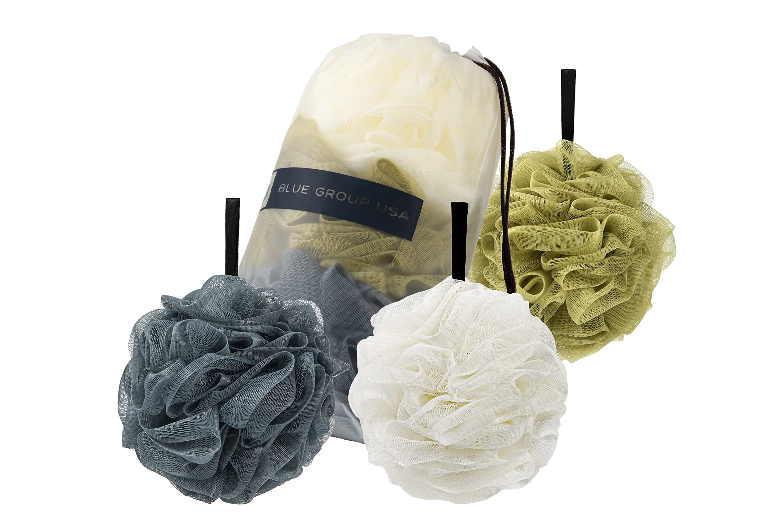 Shower Bath Loofah Sponge Shower Ball Body Scrubber Exfoliator - Set of 3